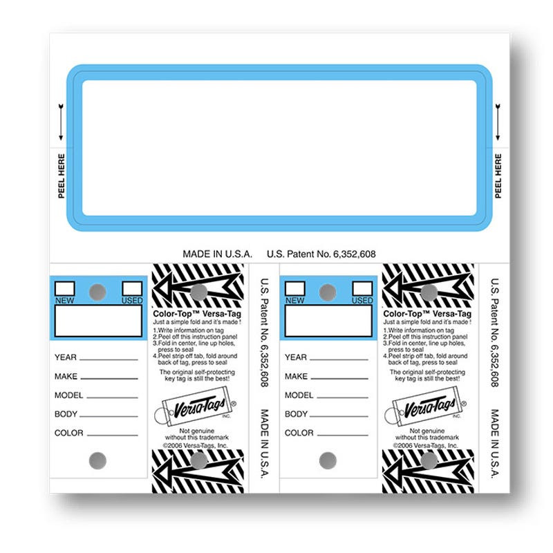 Automotive Key Tags | Blank Color-Top Consecu Tags