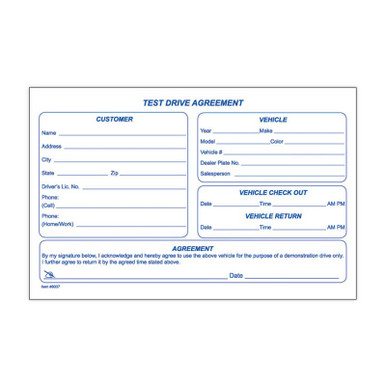 Test Drive Agreement Form - Dealermarket