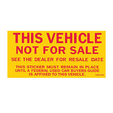 Vehicle Not For Sale Sticker