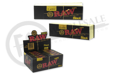 RAW® - BLACK ROLLING TIPS CLASSIC - 50ct | DISPLAY OF 50 (MSRP $1.50ea) - FS WHOLESALE