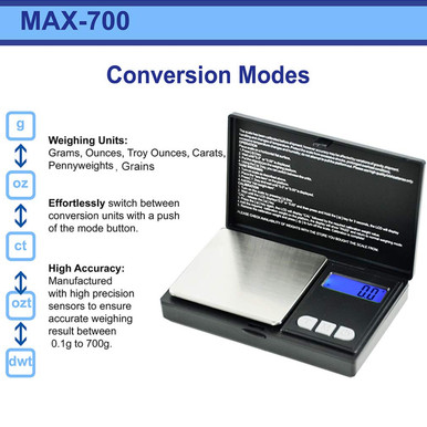 AMERICAN WEIGH SCALES, MAX-700 - DIGITAL POCKET SCALE 700g x 0.01g - FS ...