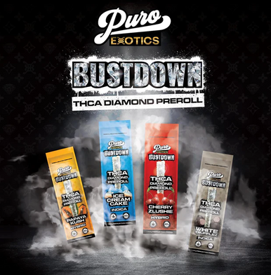 PURO EXOTICS BUSTDOWN THCA DIAMOND 2GM PREMIUM PRE-ROLLS JOINT ...