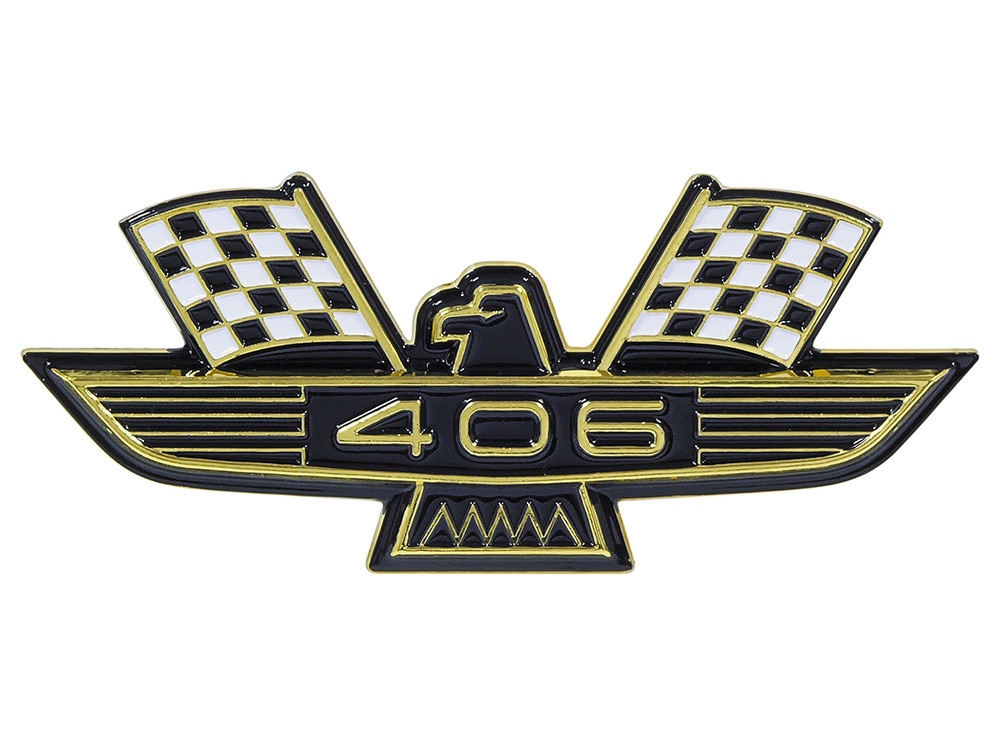 FENDER EMBLEM 1962 FORD GALAXIE 406 BLACK / WHITE EAGLE CHECKERED FLAGS ...