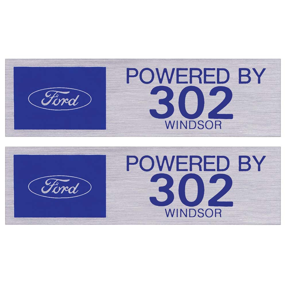 VALVE COVER DECALS "FORD POWERED BY 302 WINDSOR" (DF614)