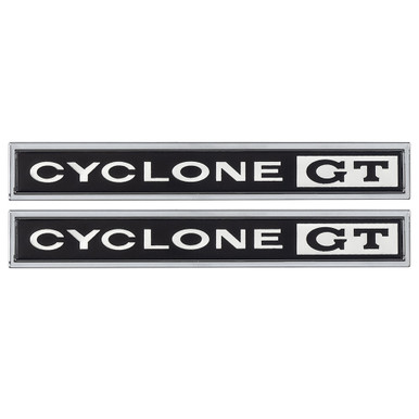 FENDER EMBLEMS "CYCLONE GT" 1966 MERCURY COMET LH-RH PAIR (C6GY-16098PR)