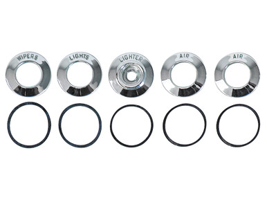 DASH KNOB BEZEL SET 1963-64 FORD GALAXIE AIR LIGHTER LIGHTS WIPER 5 ...