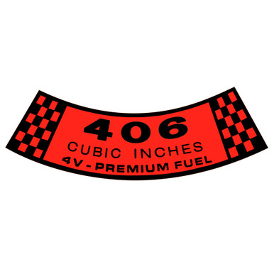 AIR CLEANER DECAL 1962-63 FORD GALAXIE 406 4V PREMIUM FUEL (DF315)