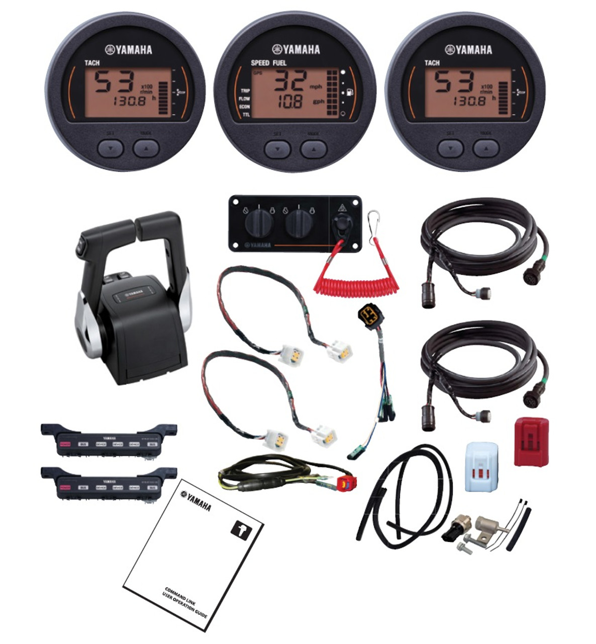 Yamaha Command Link Twin Engine Three Gauge Kit with 704 Control Box ...