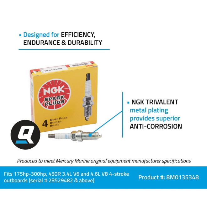 Quicksilver Spark Plug for 175-300HP and 450R 3.4L V6 and 4.6L V8 4 ...