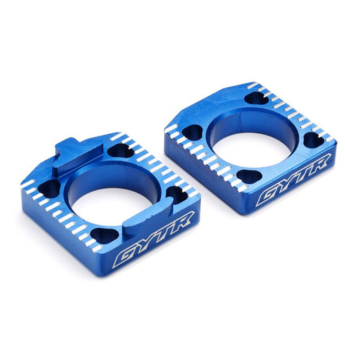 YAMAHA OEM GYTR Billet Offset Axle Blocks Blue 33D-F53M0-V0-00