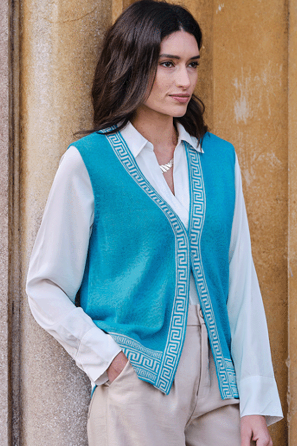 Colette Greek Key Alpaca Waistcoat