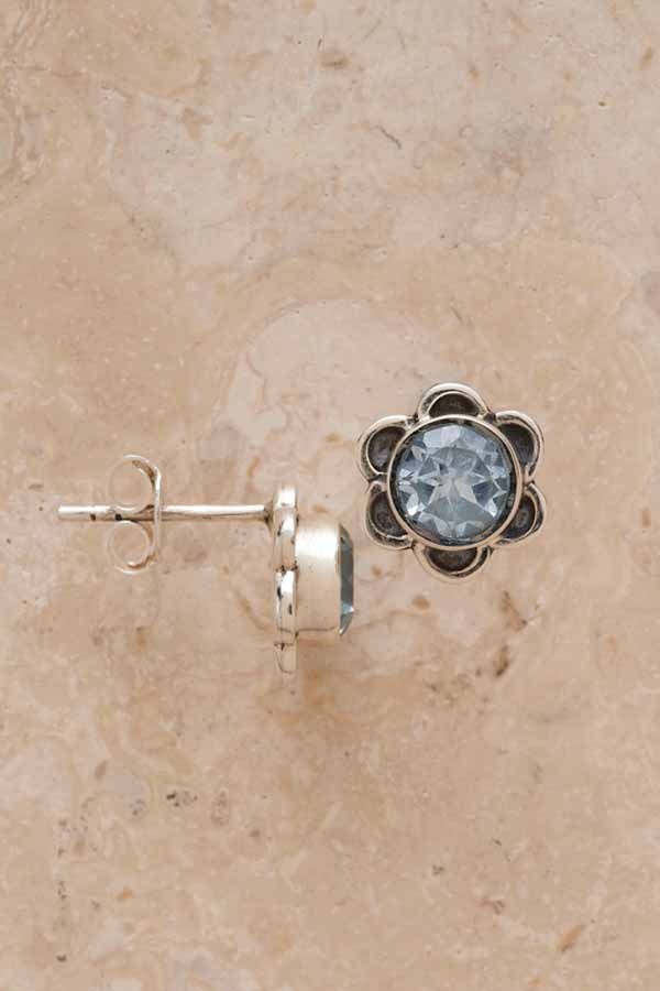 Blue Topaz Flower Earrings