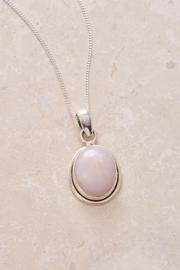 Pink Peruvian Opal Oval Pendant