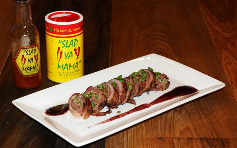 Slap Ya Mama Stuffed Duck Breasts Wrapped In Bacon with a Black Cherry ...