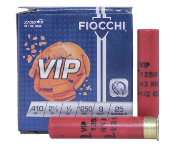 FIOCCHI VIP 410 GAUGE 2-1/2'' 1/2 OZ #9 SHOT 25 ROUND BOX - LIMITLESS ...