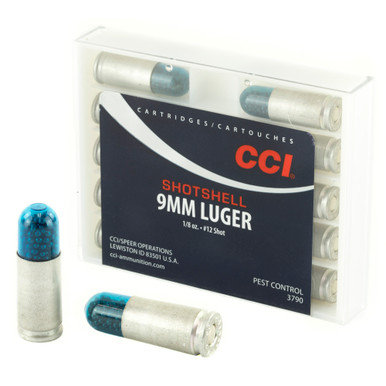 CCI SHOTSHELL 9MM LUGER 53 GRAIN #12 SHOT PEST CONTROL - 10 CARTRIDGES ...