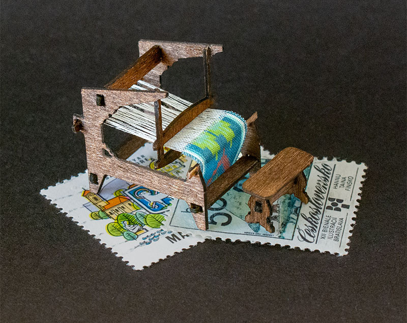 Weaving Loom and Bench Kit - True2Scale Dollhouse Miniatures