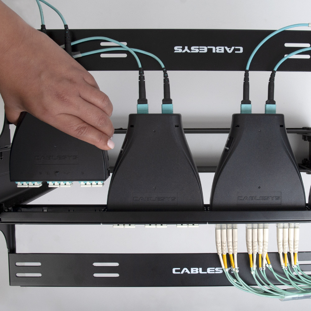 Pre-terminated Fiber Optic LC-MPO Patch Panel, 24 Fibers, Bezel to ...