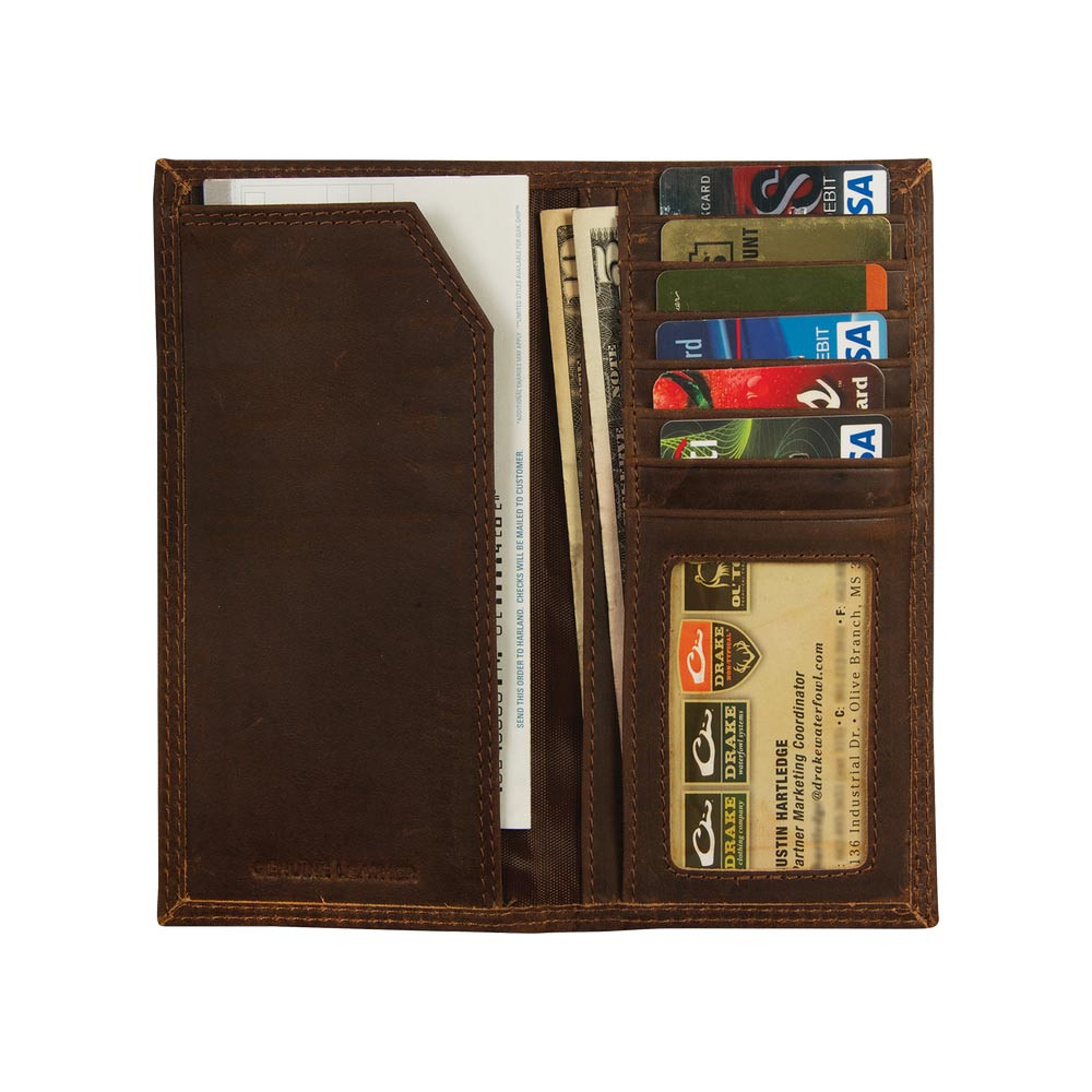 Men's Drake Leather Checkbook Wallet - Brown | Eagle Eye Outfitters