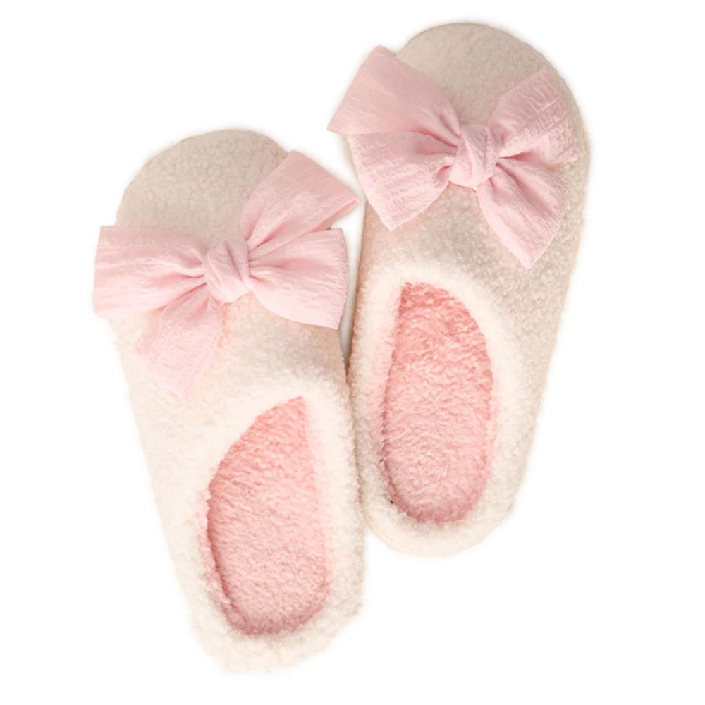 The Darling Effect Betty Bow Blush Fuzzy Slippers | Eagle Eye Outfitters