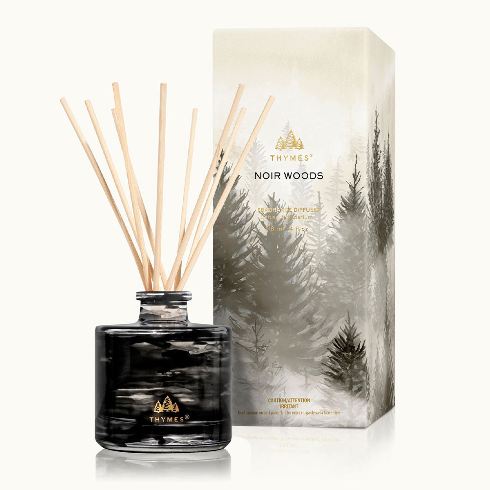 Thymes Noir Woods Petite Reed Diffuser | Eagle Eye Outfitters