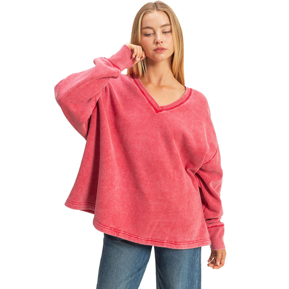 Women's Double Zero Oversized V-Neck Sweatshirt | Eagle Eye Outfitters
