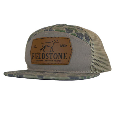 Men's Fieldstone Backwoods Camo Leather Patch Hat | Eagle Eye Outfitters