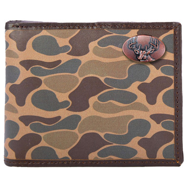 Men's Zep-Pro BiFold Leather Passcase Old School Camo Wallet - Brown ...