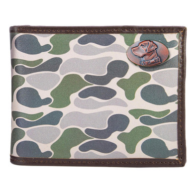 Men's Zep-Pro BiFold Leather Passcase Old School Camo Wallet - Green ...