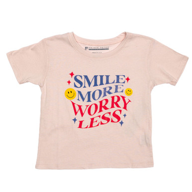 Girls' Prince Peter Short Sleeve Smile More Worry Less T-Shirt - Light ...