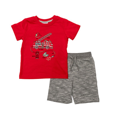 Infant/Toddler Boys' Globaltex Kids Fire Engine Top With Short Set ...