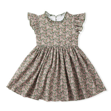 Girls' Swoon Baby Vintage Olive Floral Flutter Dress | Eagle Eye Outfitters