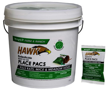 Hawk Rat & Mouse Bait, Place Pacs, (8 lb Tub With 86 Pacs) - The Farm Store