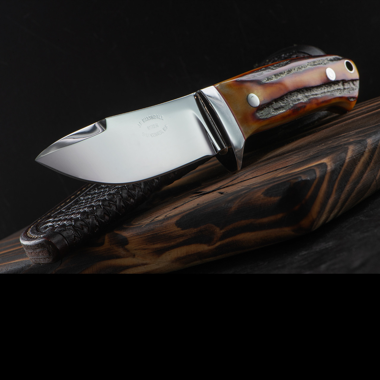Jim Martindale Nessmuck Hunter Amber Stag Custom Knife | Heinnie Haynes
