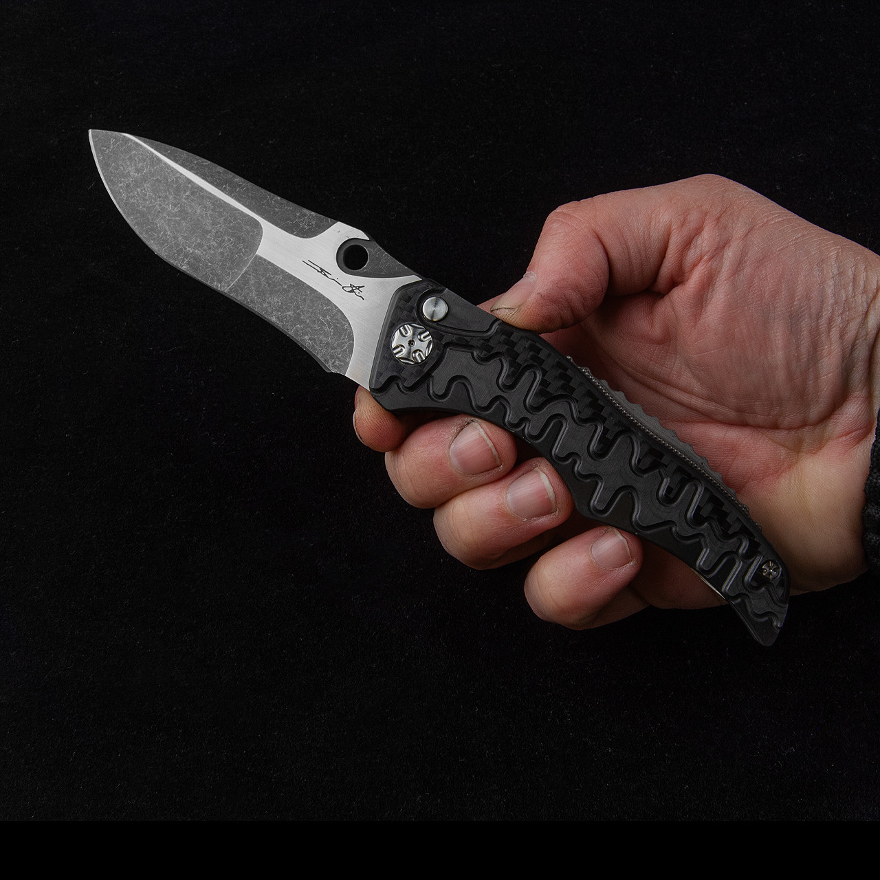 Brian Tighe Drip RWL34 Acid/Stone Carbon Fibre Custom Knife | Custom Knife