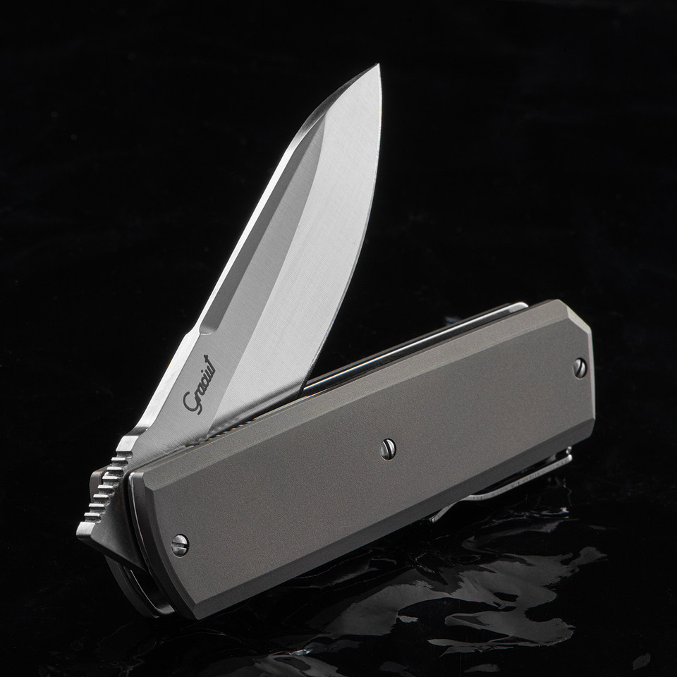 Maserin Silver 410 Titanium Folding Knife
