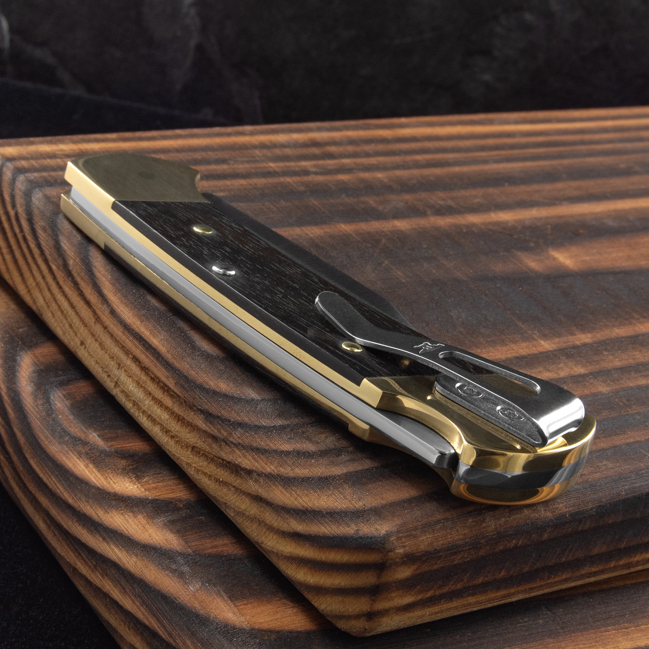 Buck 112 Slim Heritage Elite Ebony Brass | Folding Pocket Knife