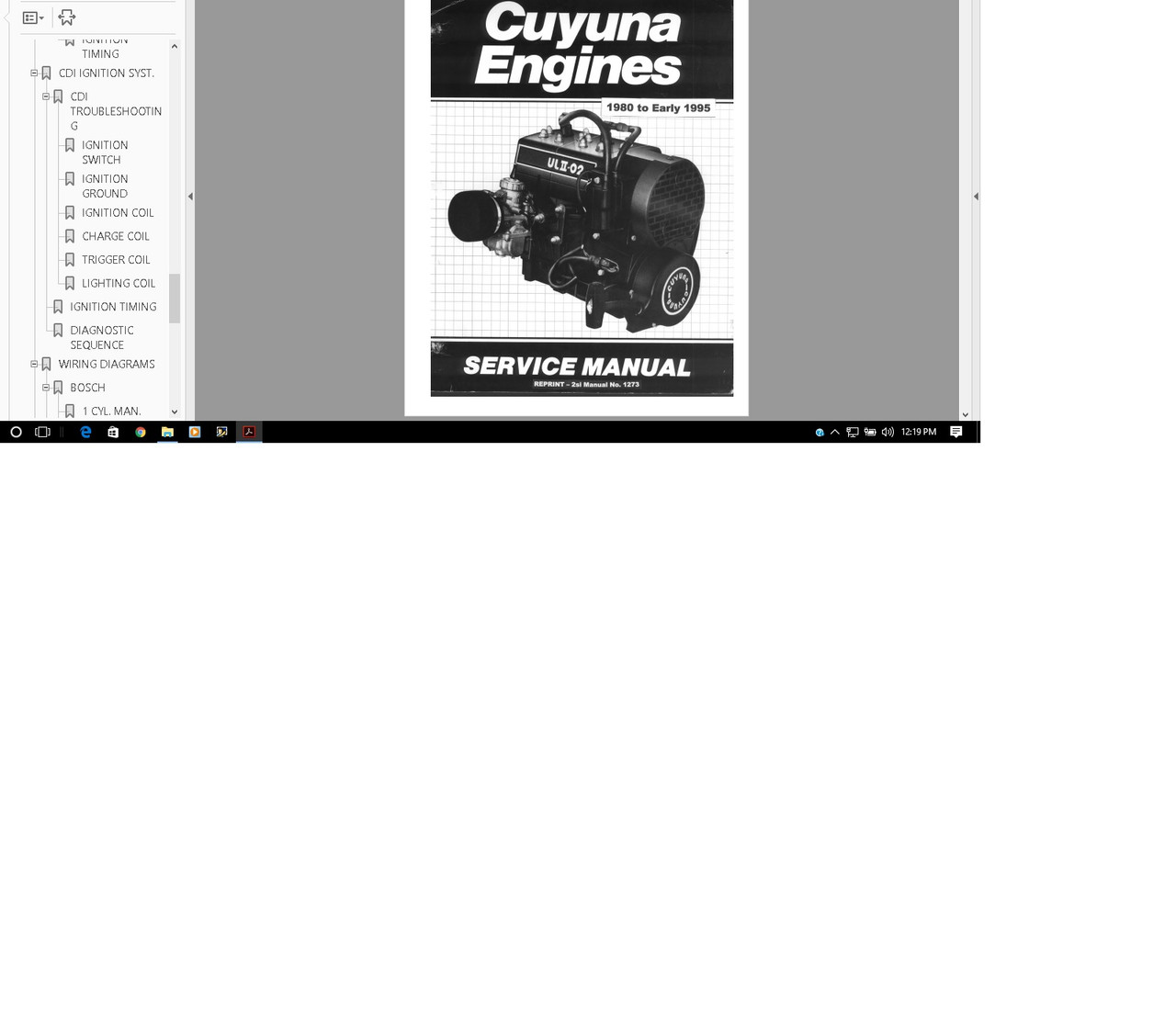 Cuyuna n 2SI engine parts and service manuals