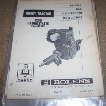 Sundstrand 15 transaxle hydrostatic repair manual bolens wheel horse