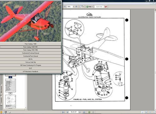 cessna 170 parts service manual set + engine 1948 - 1956