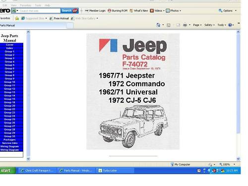 Jeep factory parts manual jeepster commando CJ