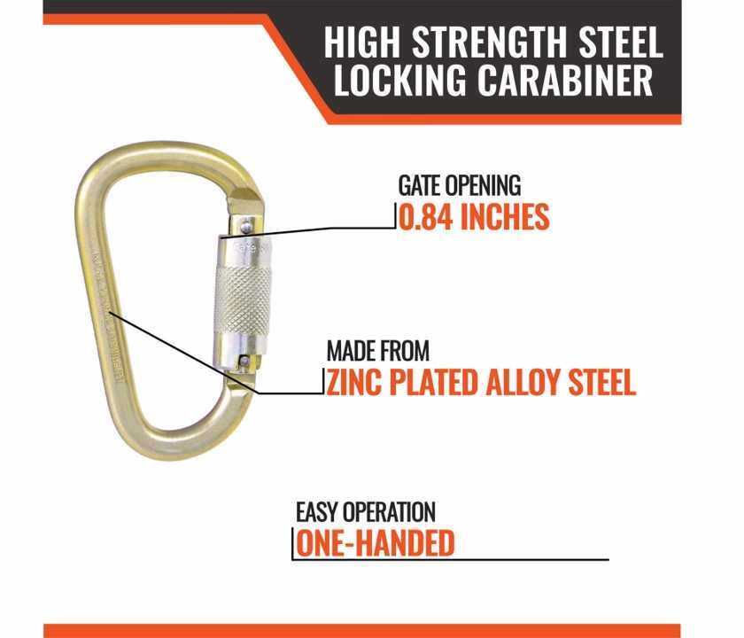High Strength Steel Locking Carabiner - Safety Equipment