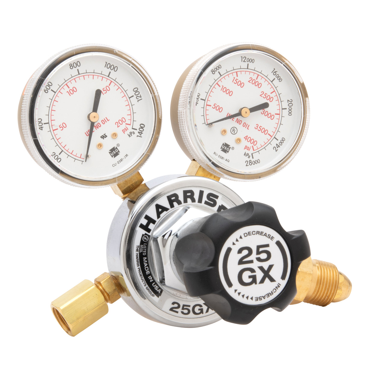 Harris 25GX Single Stage Argon Nitrogen Helium Regulator 25GX-200-580 ...