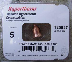 Hypertherm 120927 Powermax 1250 80 Amp Shielded Nozzles - 5 Pack