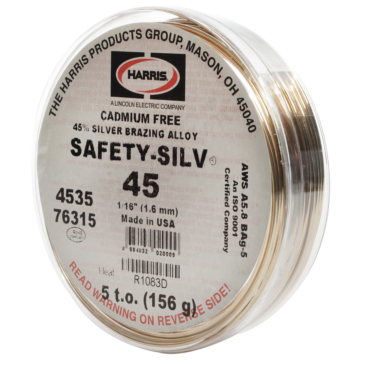 Harris Safety-Silv 45 1/16" High Silver Brazing Alloy 5 toz. Cup - 4535