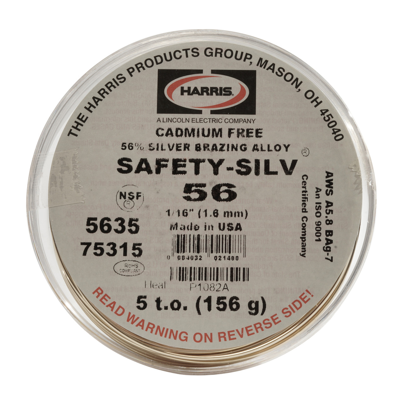 Harris Safety-Silv 56 1/16" x .50 toz. High Silver Brazing Alloy - 5635