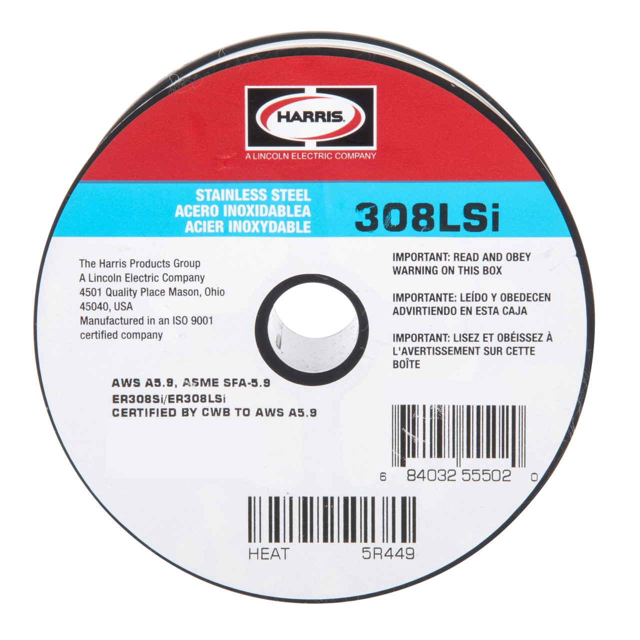 Harris 308LSi Stainless Steel .030 x 2 lb. Spool MIG Welding Wire 308LSE2
