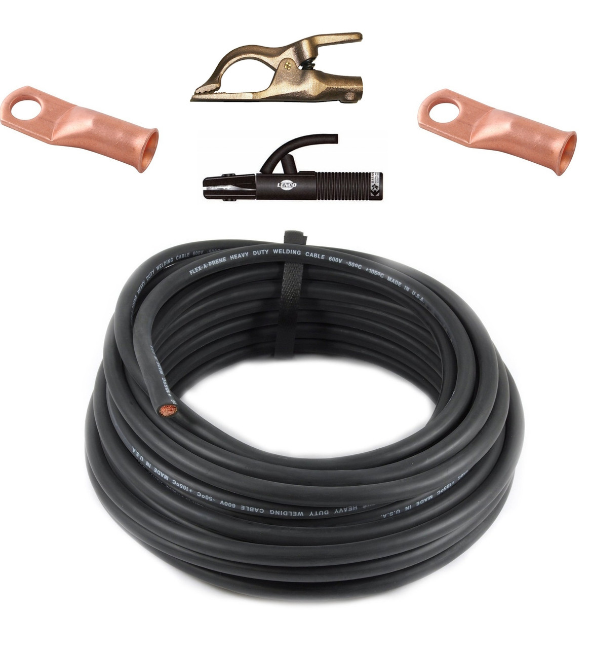 Complete Set of 1/0 x 100' Welding Lead Cable & Connectors