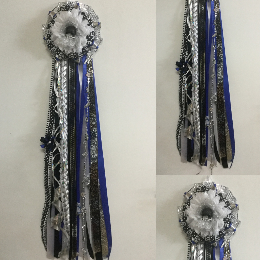 Royal Blue and White Homecoming Mum | Enchanted Florist