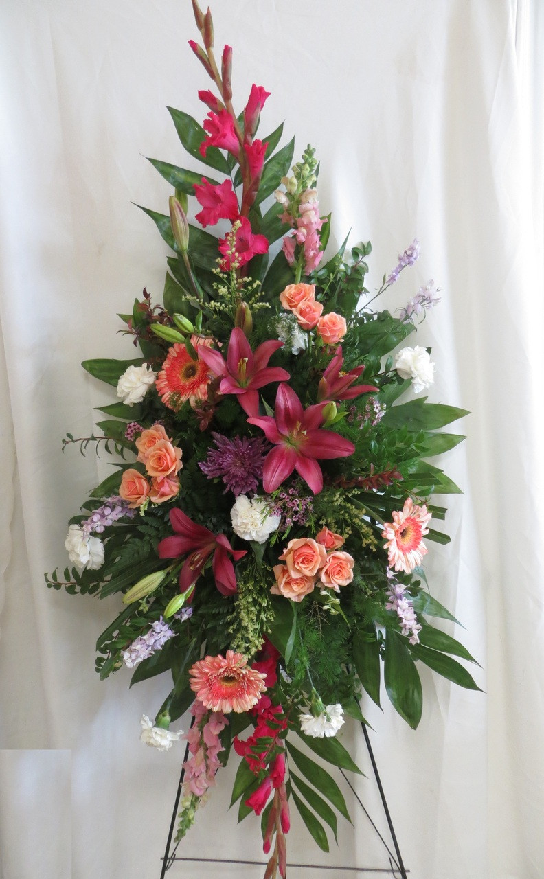 Peaceful Pink Tribute | Standing Spray of Flowers